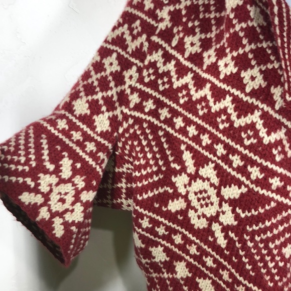 CAbi | Sweaters | Cabi Fair Isle Red And Cream Shrug Size Small | Poshmark